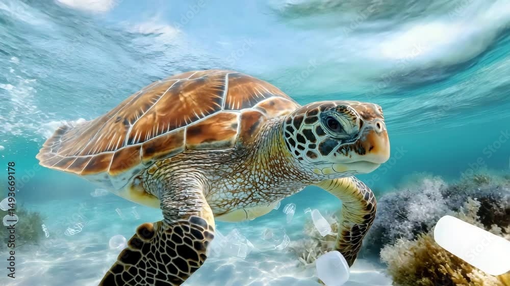 Microplastic Pollution Awareness Sea Turtle Plastic Ocean Crisis ...