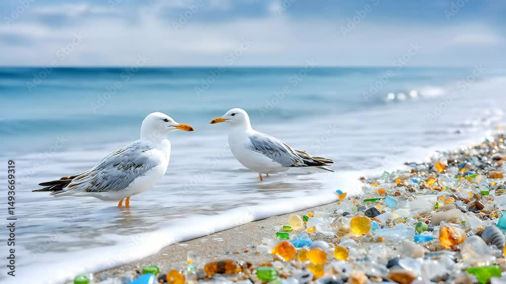 Vidéo Stock Wildlife in Polluted Marine Environments Microplastic ...