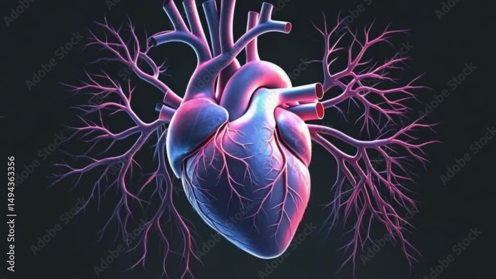 Realistic human hearts anatomy organ veins arteries 3d render ...