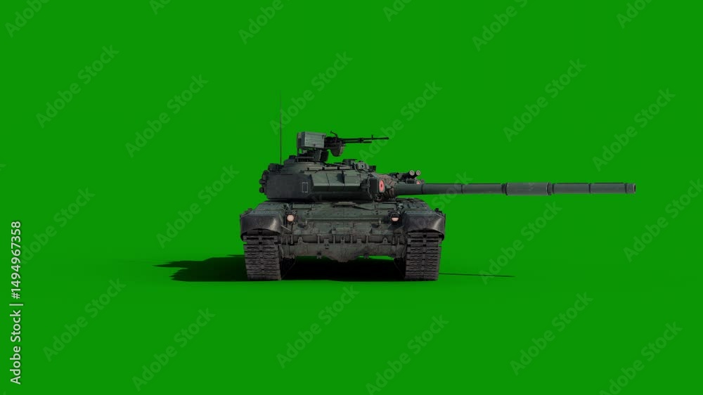 Standing tank firing from the left side green Screen Background Chroma ...