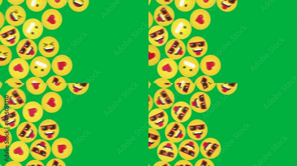 Animated 2d character green screen multiple laughing emojis, heart eyes ...