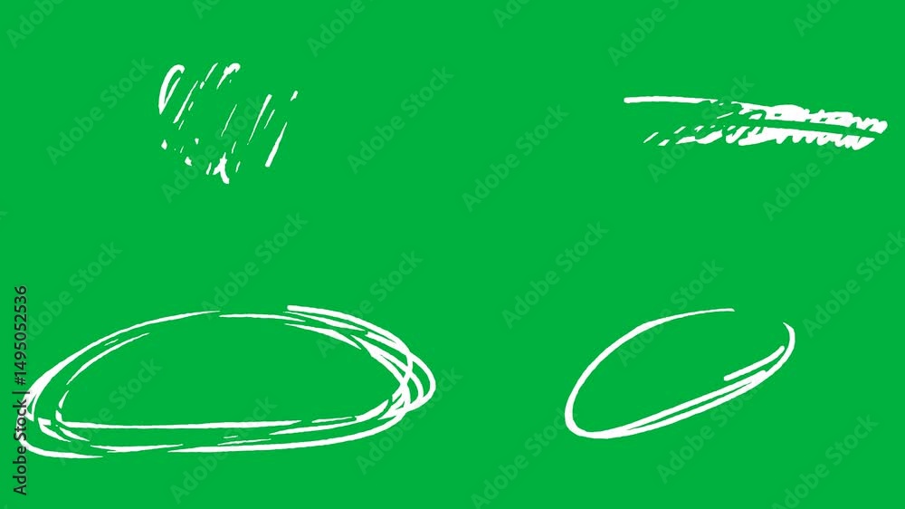 Four unique 2d cartoon shapes oval, squiggle, scribble, and underline ...