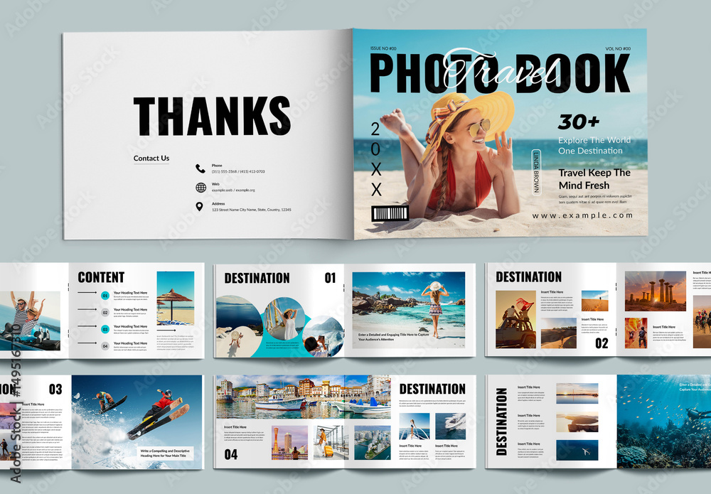 Travel Photo Book Template Layout Stock Template | Adobe Stock
