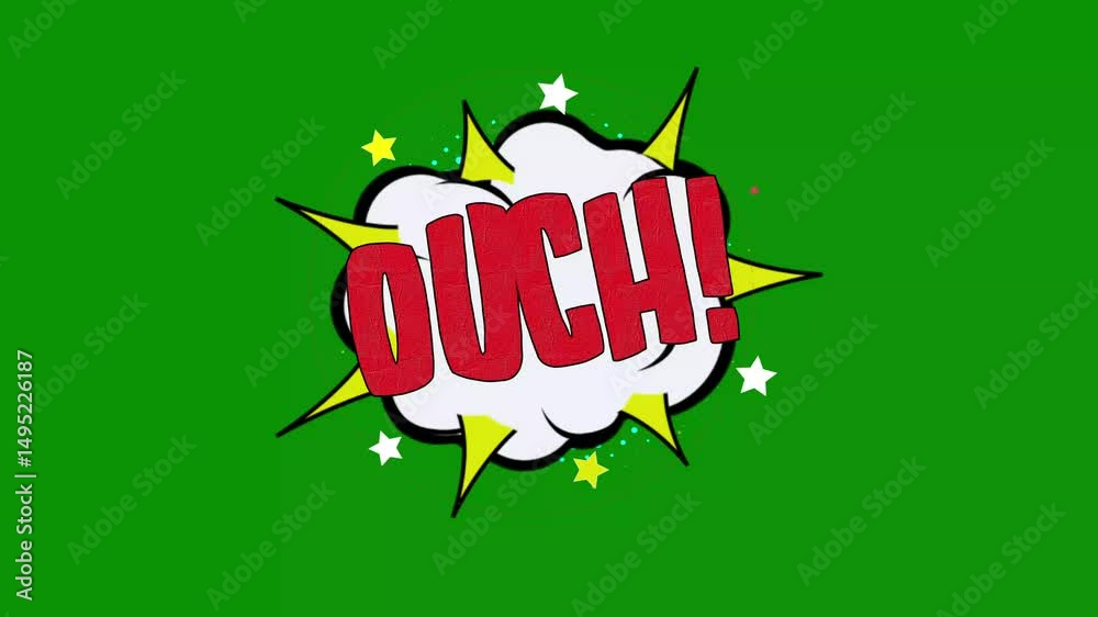 ouch Word cartoon bubble explosions Popup Style Expressions Colored ...