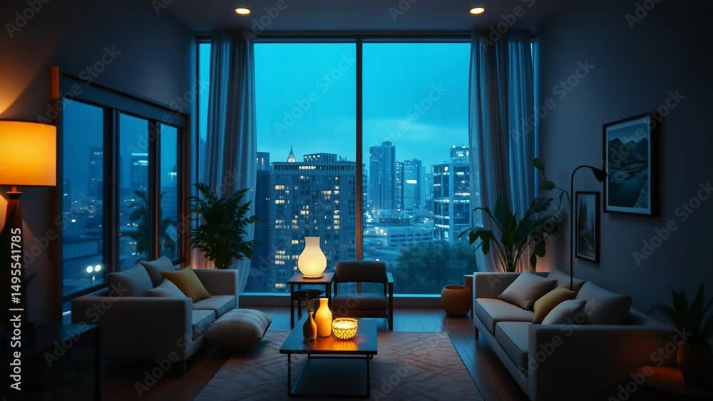 Background animation loop stream overlay interior cozy futuristic ...