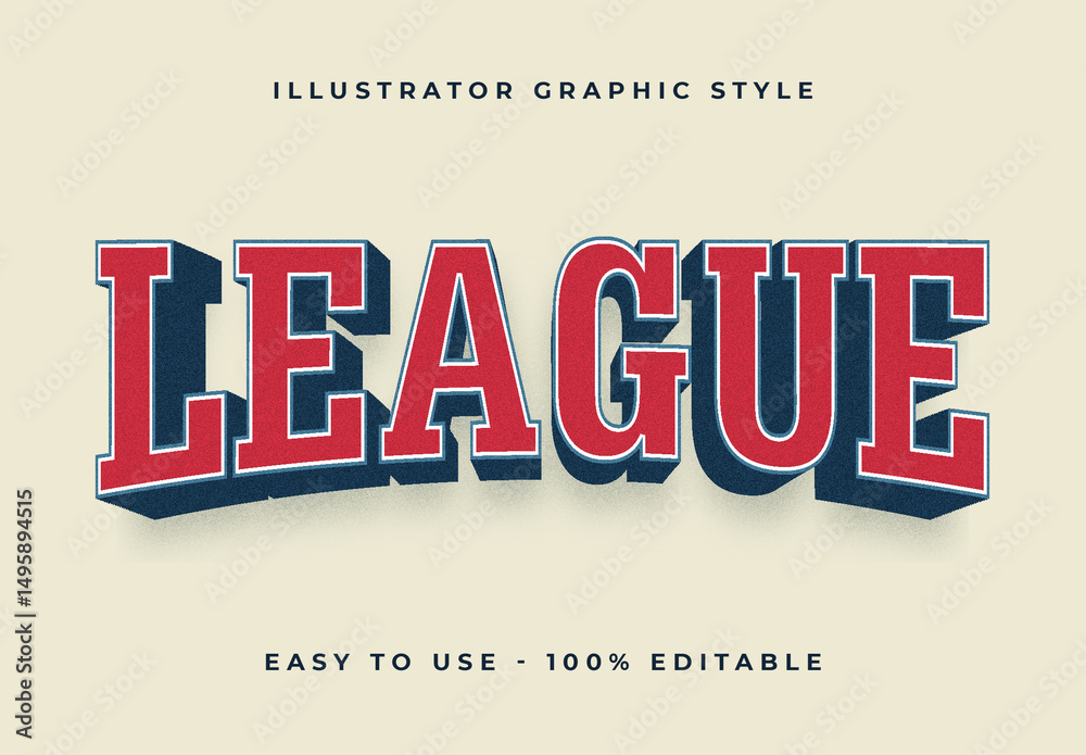 Red And Blue League College Varsity Vintage Text Effect Stock Template ...