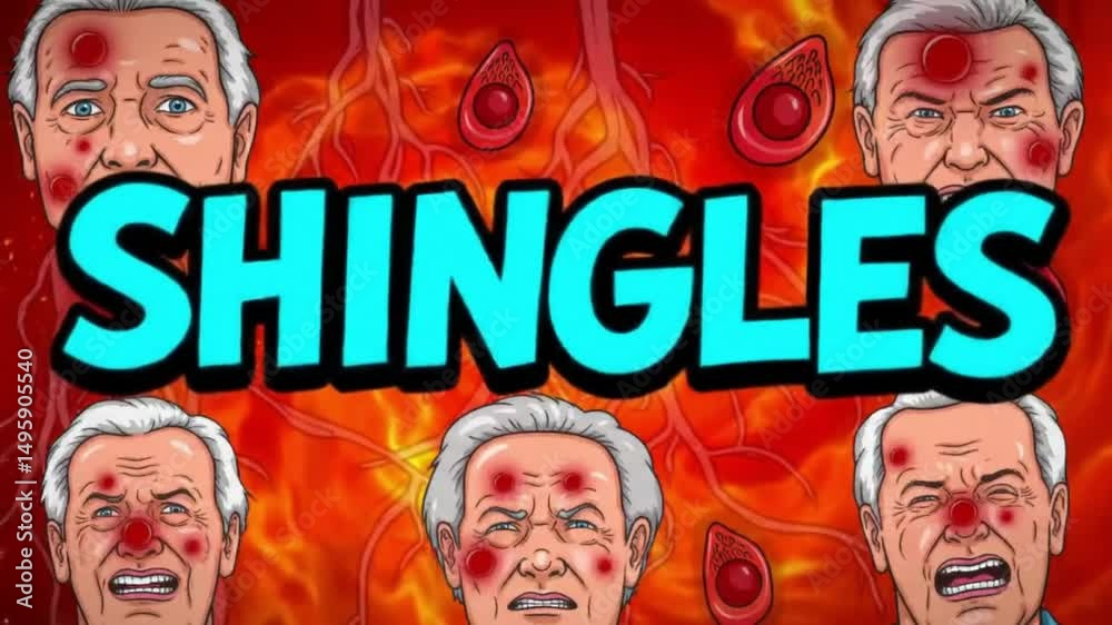 Shingles Animation with Bold Text, Faded Nerve Maps, Blister Outlines ...