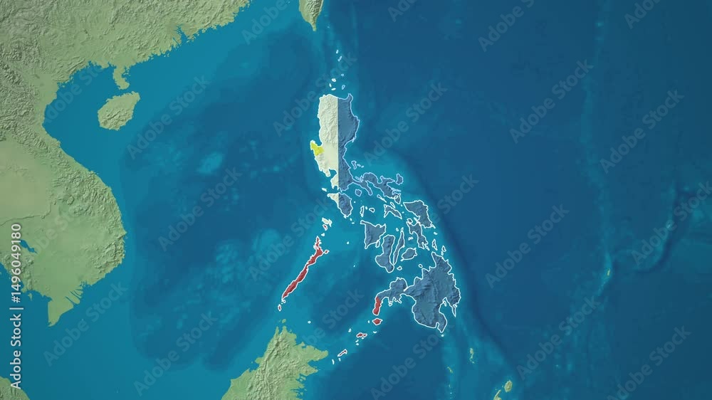 Zoom from Earth to the Philippines. (Country Flag) World map animation ...