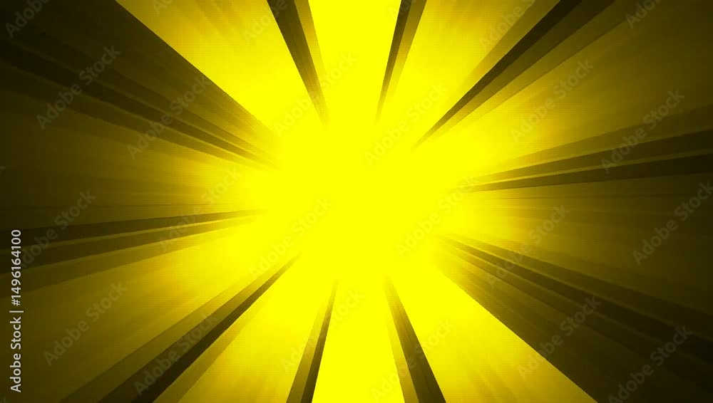 Rotary motion of radiant yellow sunburst with intense light rays ...
