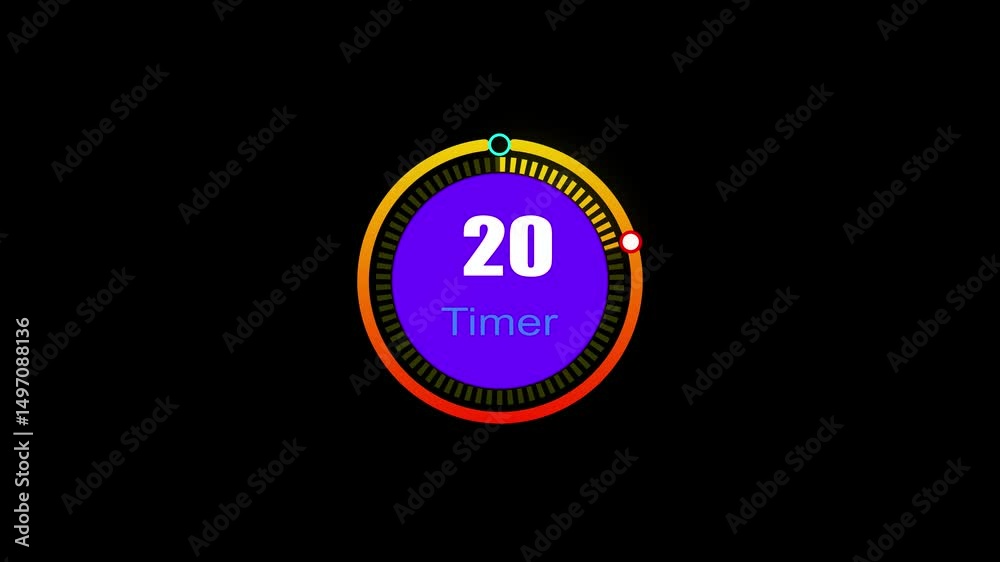 25 seconds digital clock countdown timer animation. 3d countdown timer ...