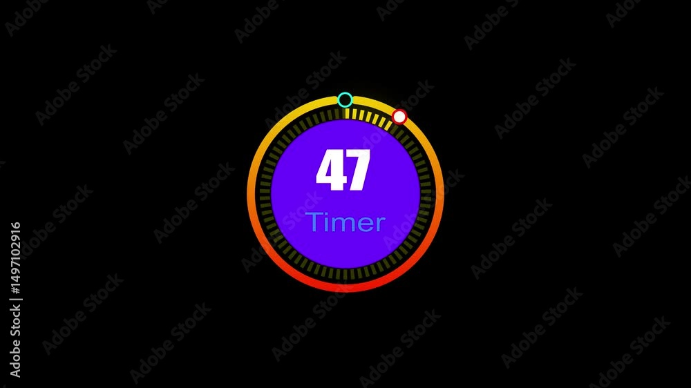 52 seconds digital clock countdown timer animation. 3d countdown timer ...