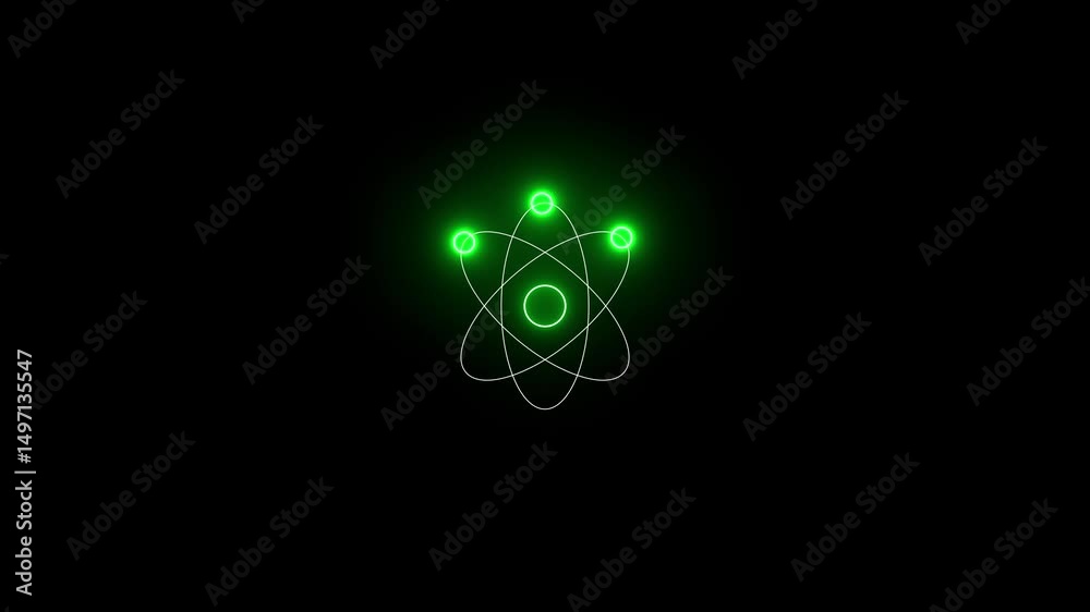 Atom icon in flat design. Atomic structure. atom symbol with ...