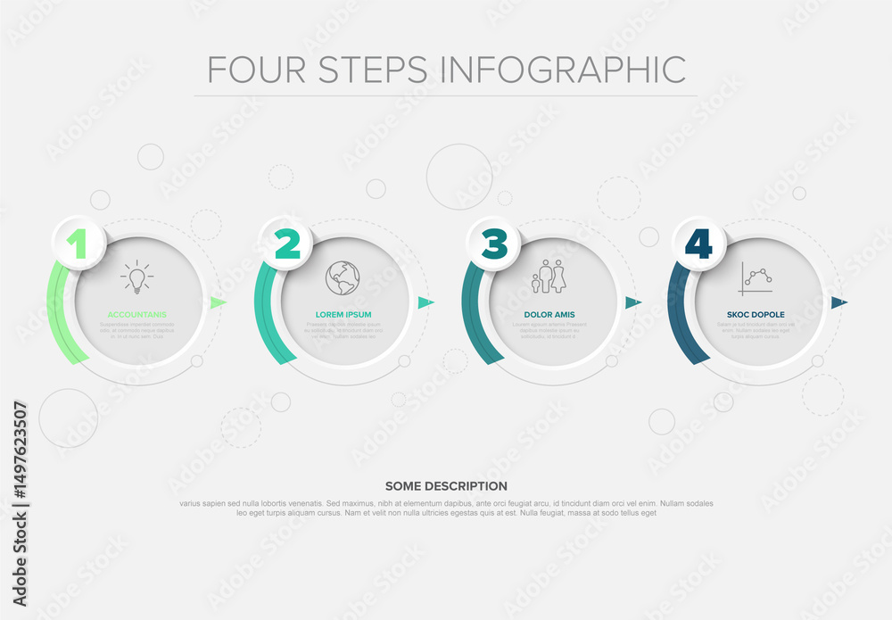 Four Steps Horizontal Infographic Design with four key steps or stages ...