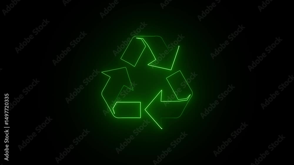 Hyperrealistic animated Neon Recycle symbol in trendy stylish colors ...