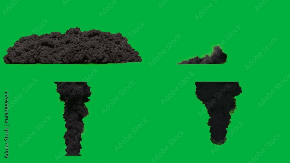 4 green screen explosion Big war black smoke. Bomb exploding and smoke ...