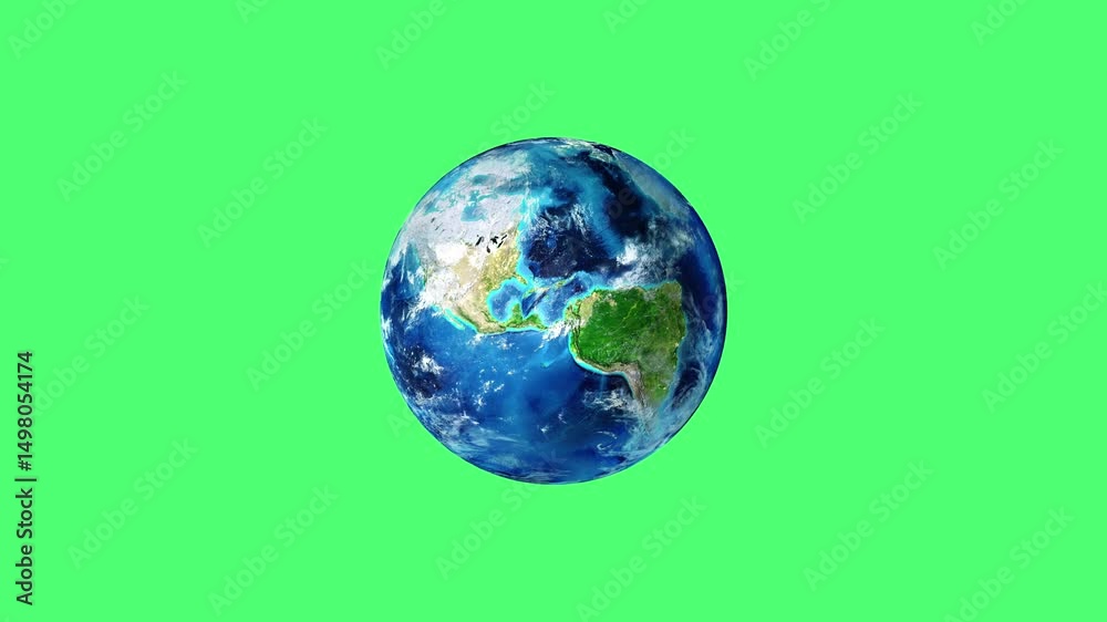 2D animation of zooming and Rotating Earth Planet, Green Screen ...