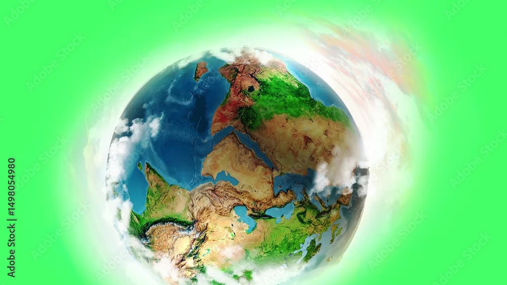 2D animation of zooming and Rotating Earth Planet, Green Screen ...