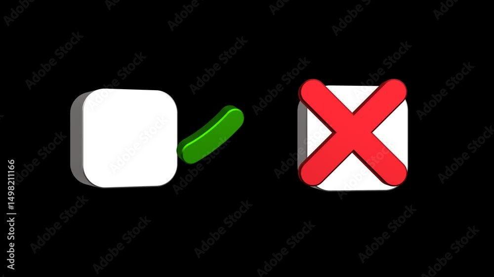 Vidéo Stock Video footage animation of check mark and cross mark in 4K ...