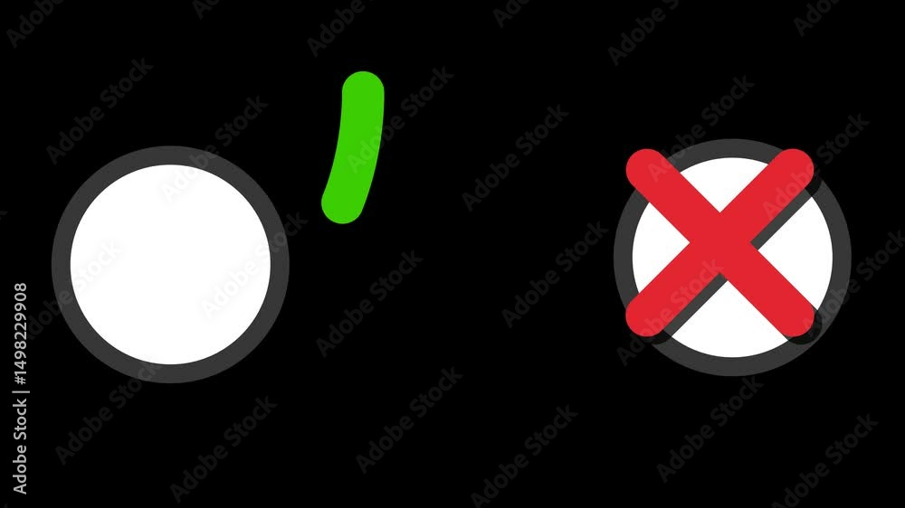Video footage animation of check mark and cross mark in 4K with alpha ...
