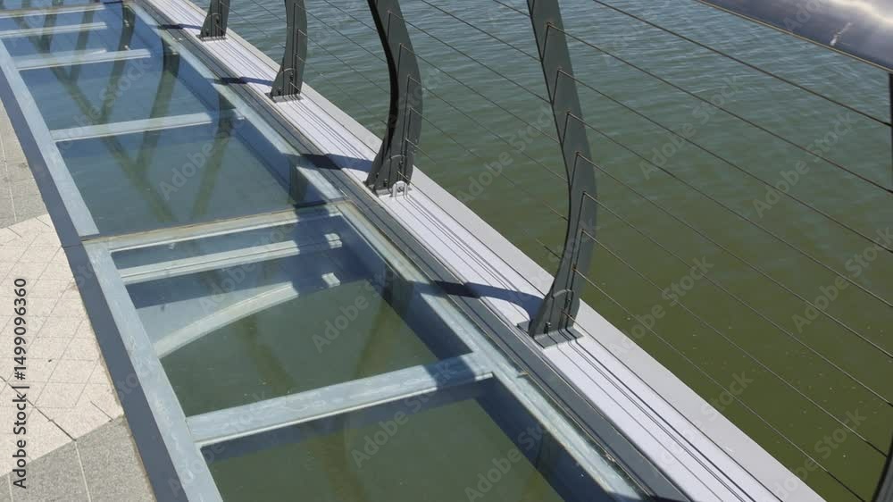 Transparent Glass Bridge Over River Sava for Pedestrians Walkway Stock ...