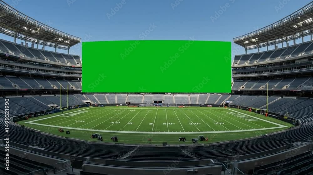 Football Stadium with Green Screen Field | Blue Sky & Stadium Seats ...