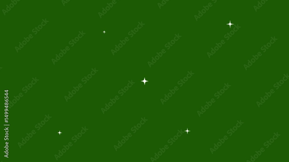 Glowing stars sparkle on green screen. Twinkling star animation set ...