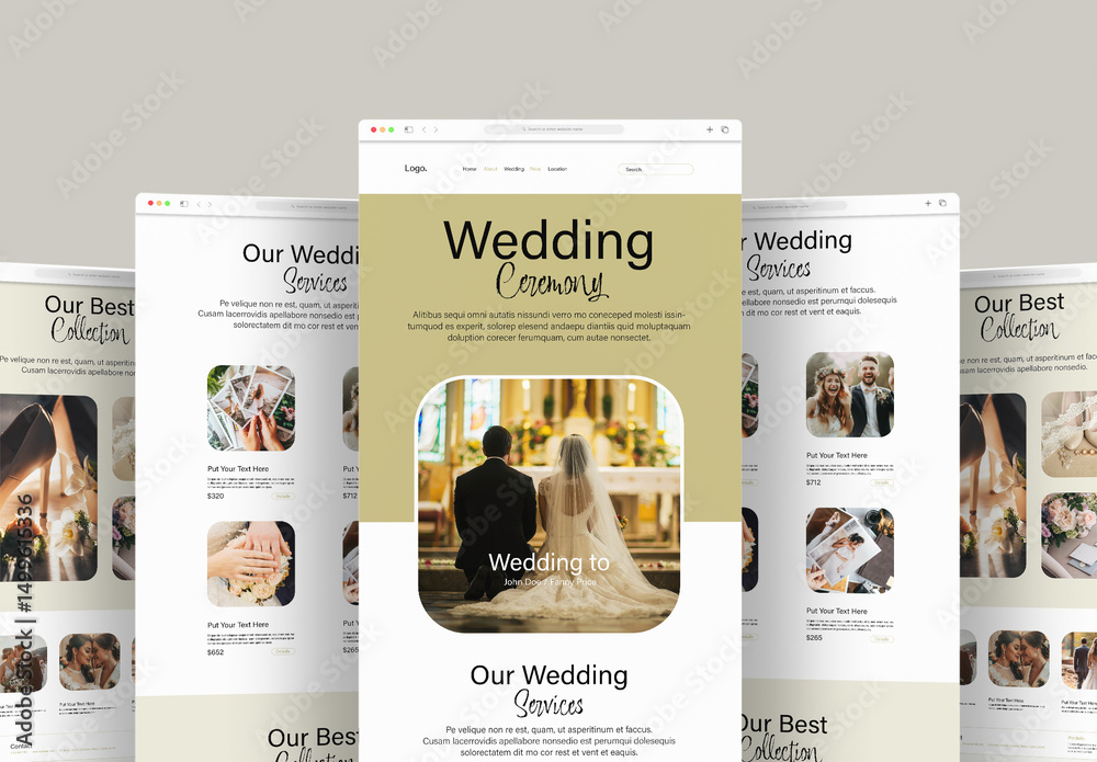 Wedding Ceremony Landing Page Design Stock Template | Adobe Stock