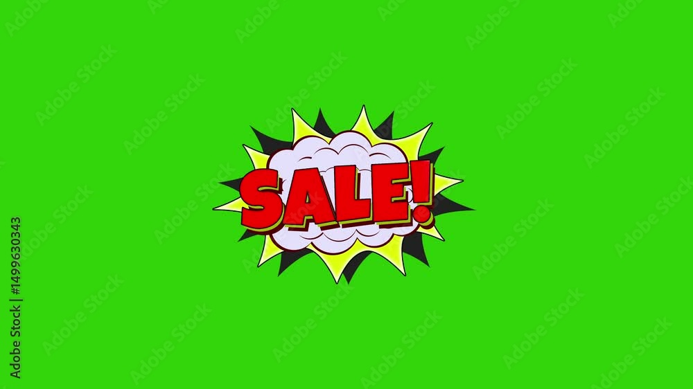 Vintage cartoon-inspired SEL text bubble animation on green background ...