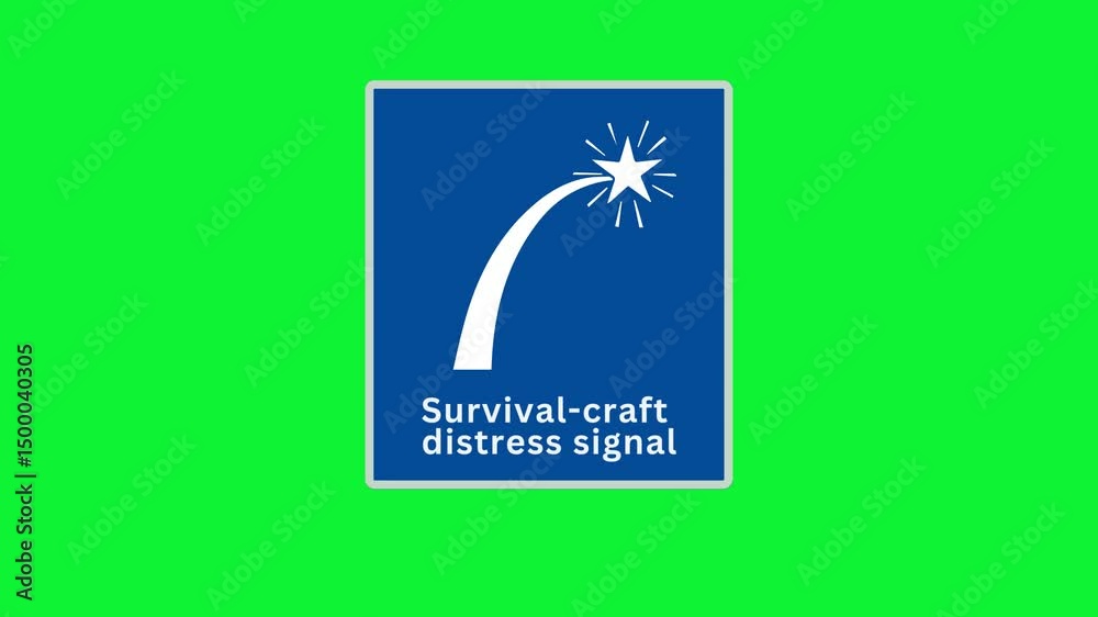 4K Survival Craft Distress Signal IMO Safety Sign Green Screen Video ...