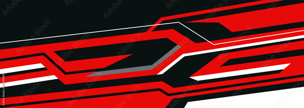 Poster Red Sporty racing car wrap design livery universal car racing ...