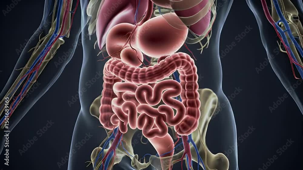 Human Anatomy Detailed 3D Model of Digestive System, Intestines, and ...