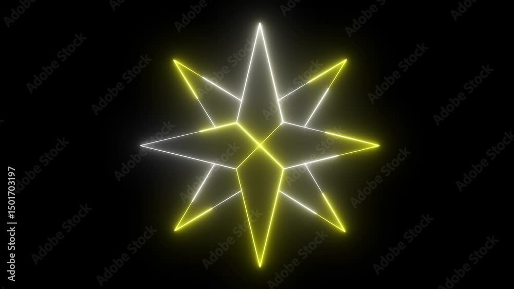 Neon star Border animation ,glowing neon frame Neon glowing six hand ...