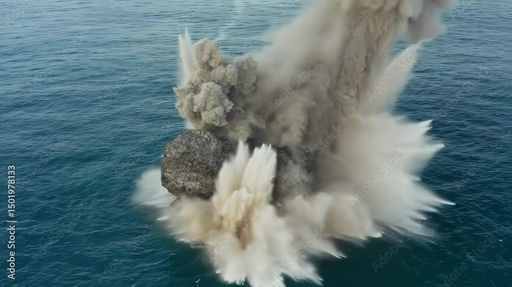 Massive explosion on rocky island captured mid-blast with dramatic ...