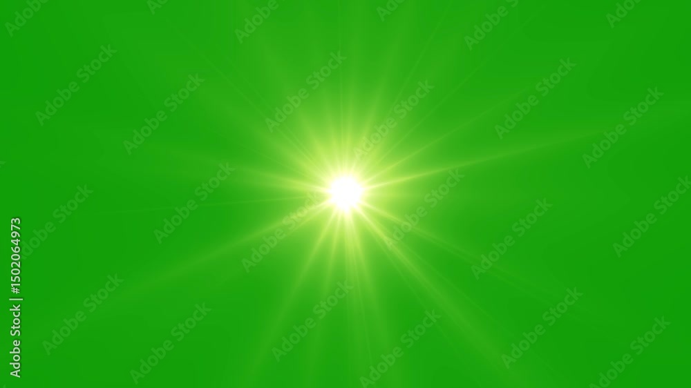Optical Lens flare sun light effect on green screen. blinking light ...