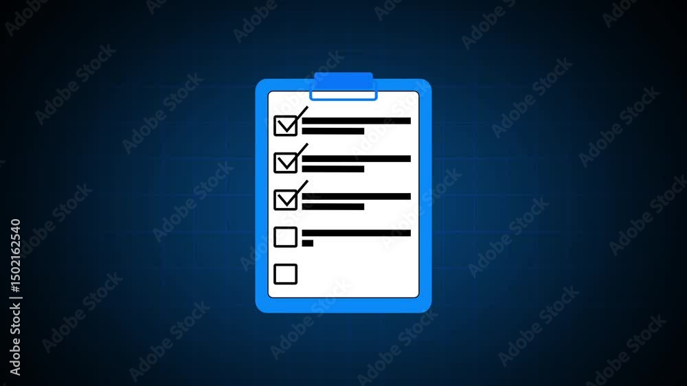 Clipboard with white document paper with a list of tick checkmarks ...
