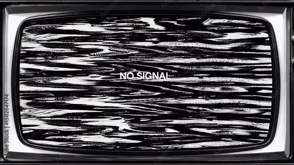 Glitch style looping animation old TV No Signal screen flickering ...