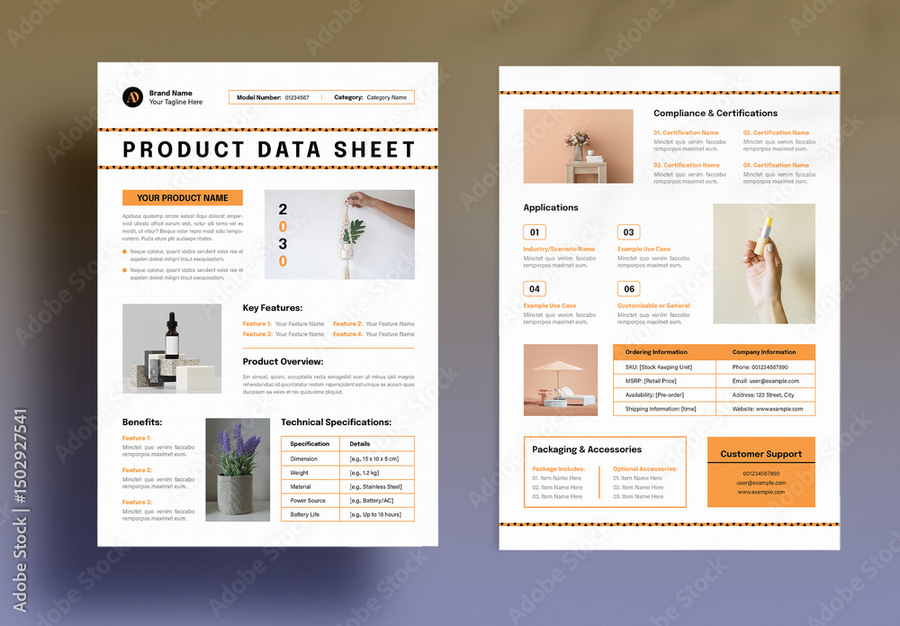 Product Data Sheet Template Layout Stock Template | Adobe Stock