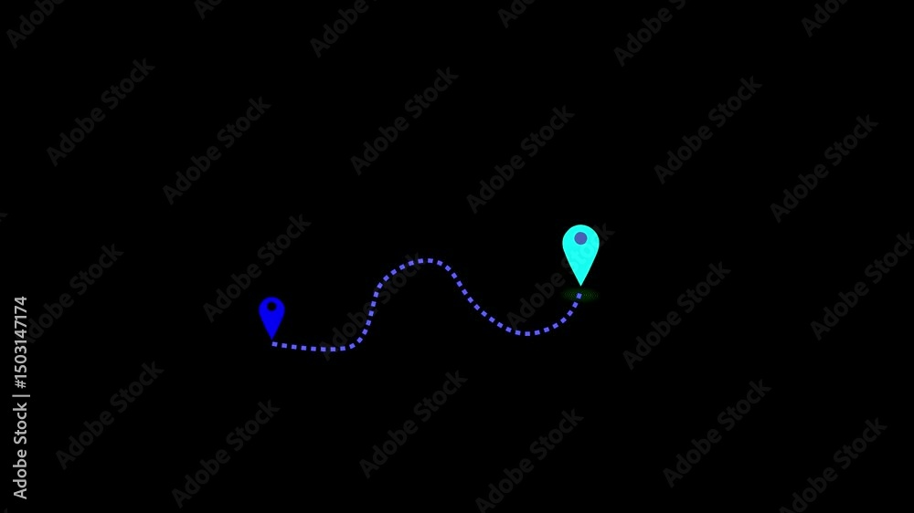 Glowing Location line map tracking icon location mark pointer video ...