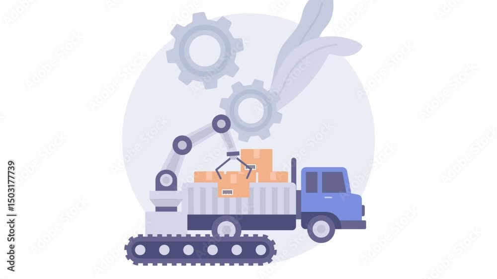 Artificial Muscles Loading and Unloading Parcels from Trailer animation ...