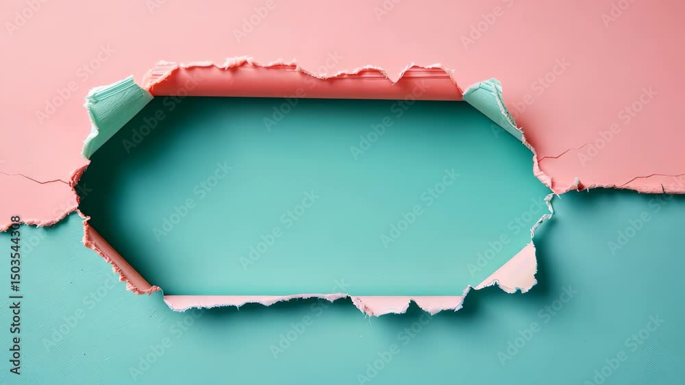 Torn Paper Reveals Inner Space: A textured paper reveals a glimpse of ...
