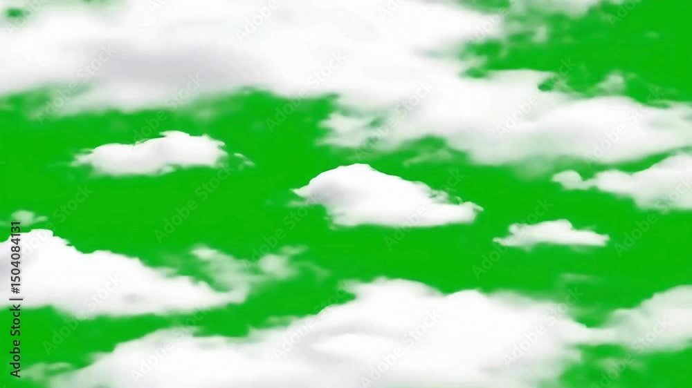 White Clouds on a Vibrant Green Screen Background Seamless Texture for ...