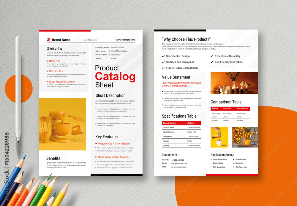 Product Data Sheet Template Layout Stock Template | Adobe Stock
