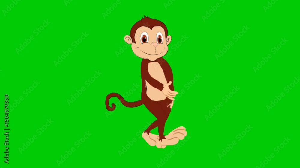 2D Animation of an monkey Walking in Place with Movement (Looping) on a ...