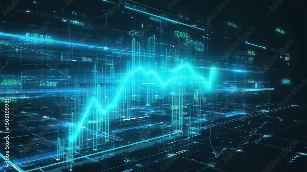 A sleek, interactive digital interface data streams screen, stock ...