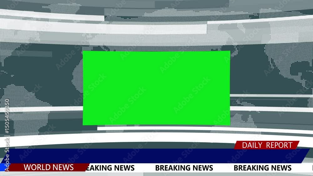3d virtual news studio green screen background. Breaking News Modern ...