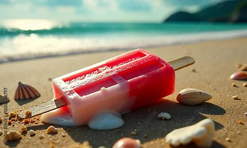 Melting 4th of July Popsicle on Beach Patriotic Popsicle Melts in ...