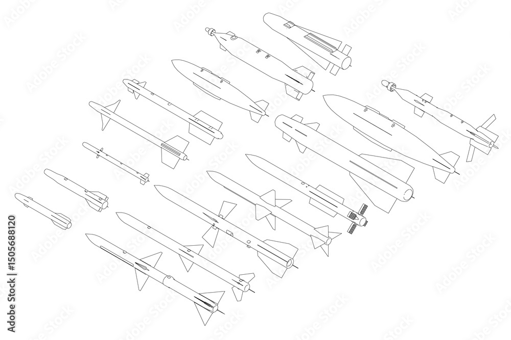 Poster A drawing of many different types of missiles – Wall Art | UkPosters