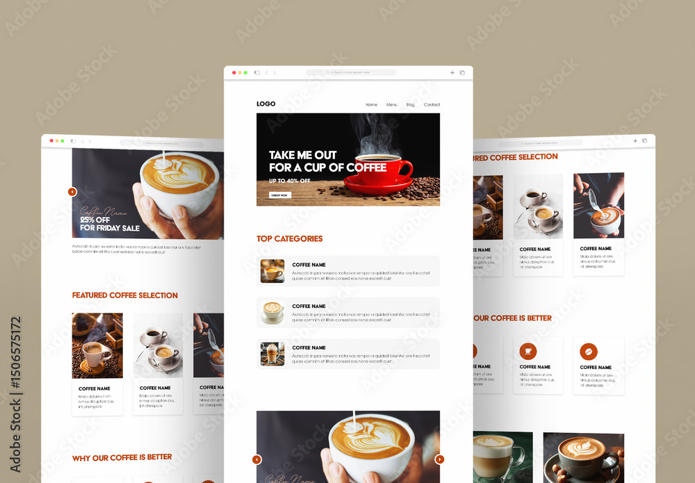 Modelo de Modern Coffee Shop Email Newsletter UI Template Design do ...