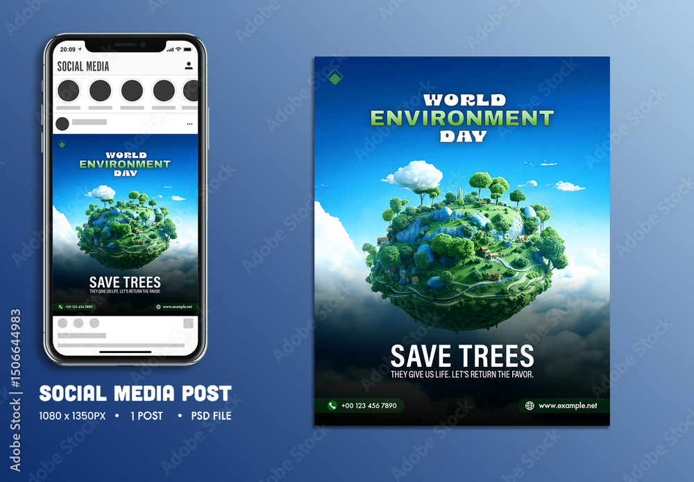 World Environment Day Editable Social Media Post for Tree Conservation ...