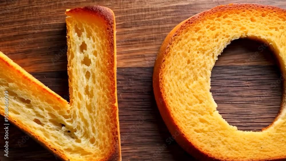 Toasted bread slices shaped as the word "NO Stock Video | Adobe Stock